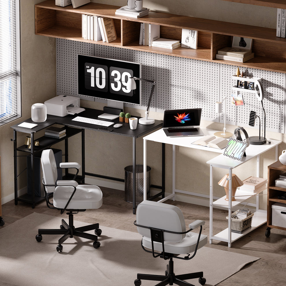 Pamray 43 Inch L Shaped Computer Desk with Reversible Side Storage She
